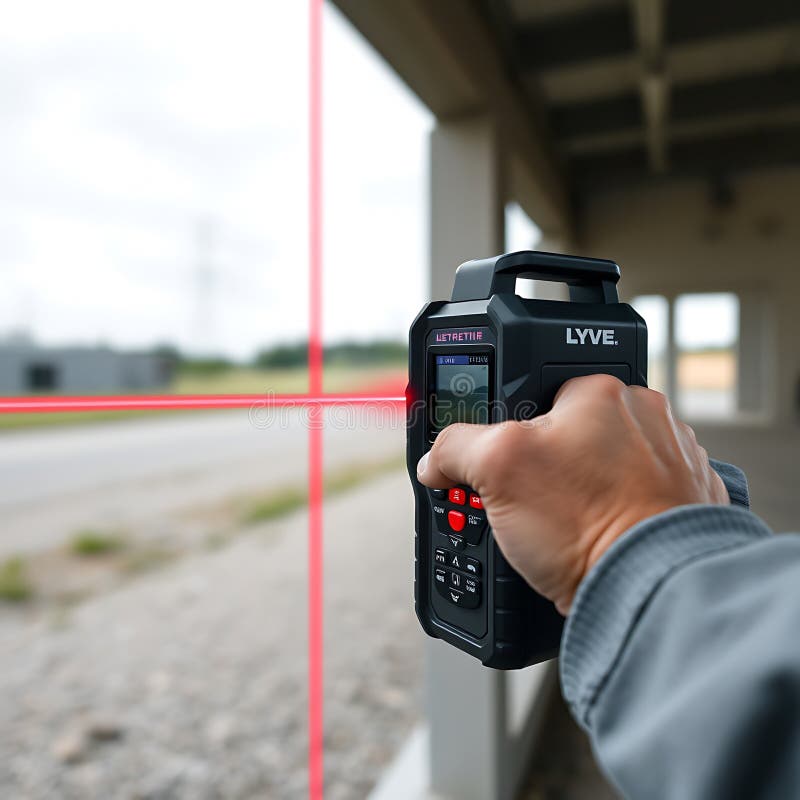 A Detailed Image of a Laser Distance Meter in Action Measuring the ...