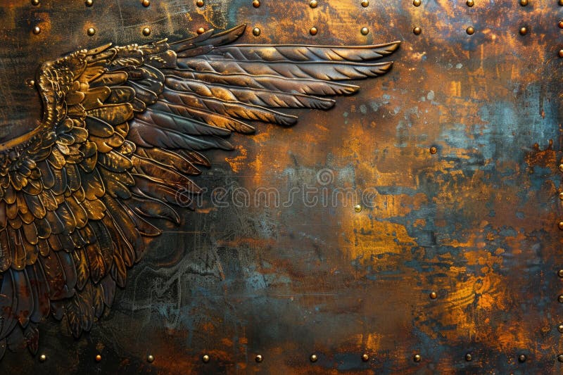 Detailed Image of a Metal Plate with a Wing, Suitable for Industrial ...