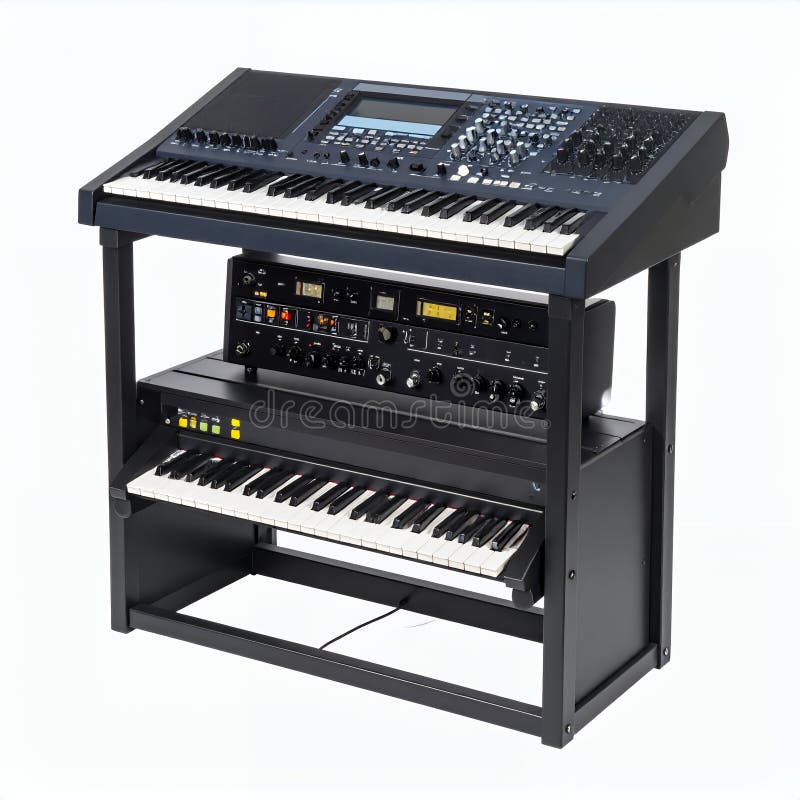 Professional Music Workstation Setup Featuring Synthesizer and Modules ...