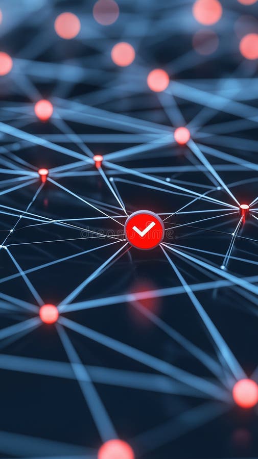 Detailed Image of a Network Connection Diagram with a Red Alert Symbol ...