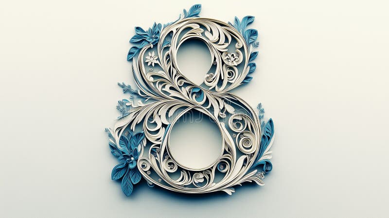 Intricate Paper Filigree Number Eight Floral Design Elegant Quilling ...