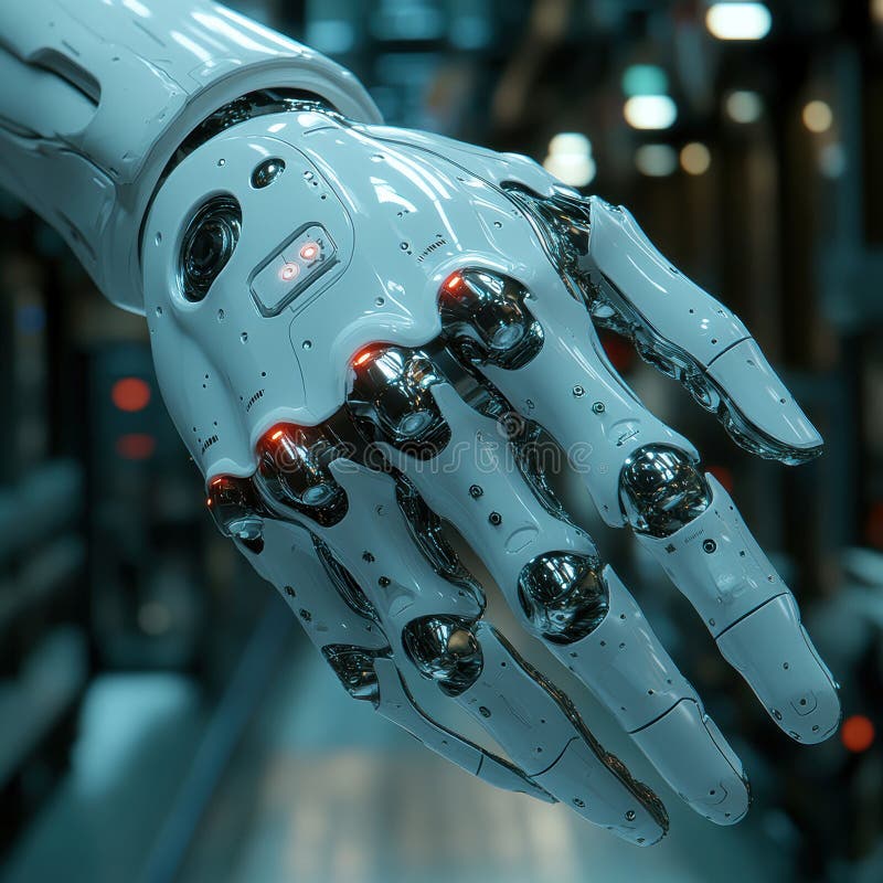 A Detailed Image of a Realistic, Articulated Robotic Hand, Symbolizing ...