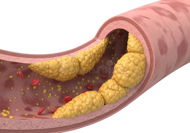 Close-up View of Atherosclerosis Showing Fatty Deposits within a Blood ...