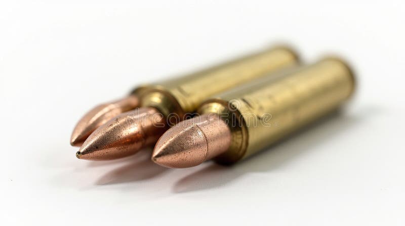 Close-up of Rifle Ammunition on a White Background Stock Illustration ...