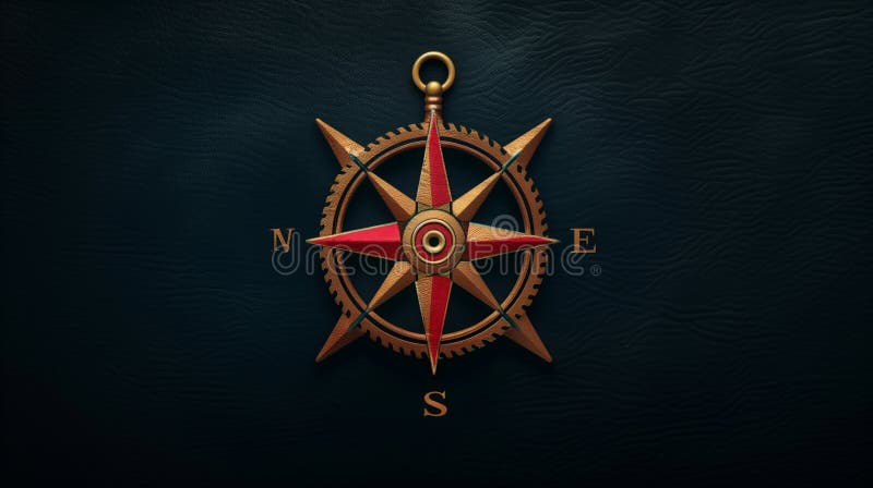 A Detailed Image of a Ship Compass with a Dark Background Stock ...