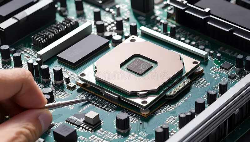 AI-Generated Motherboard Close-up Stock Illustration - Illustration of ...