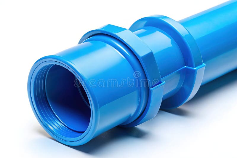 Closeup of a Blue PVC Pipe Connection on a White Background Ideal for ...