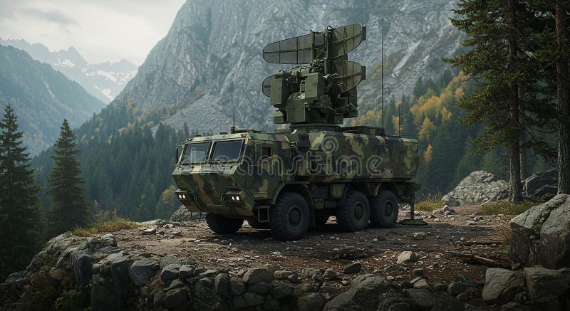 Military Radar System in Mountainous Terrain Stock Illustration ...