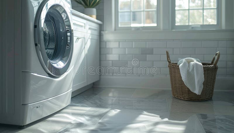 Detailed Image Showing Contemporary Washing Machine Equipped with ...
