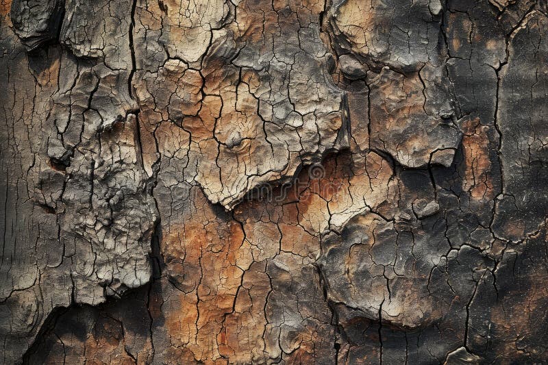 Detailed Image Showing the Textures of Burnt Tree Bark Stock Image ...
