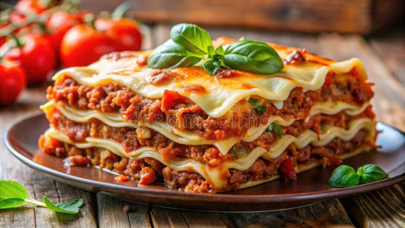 A Detailed Image of a Slice of Lasagna Showing Layers Stock Image ...