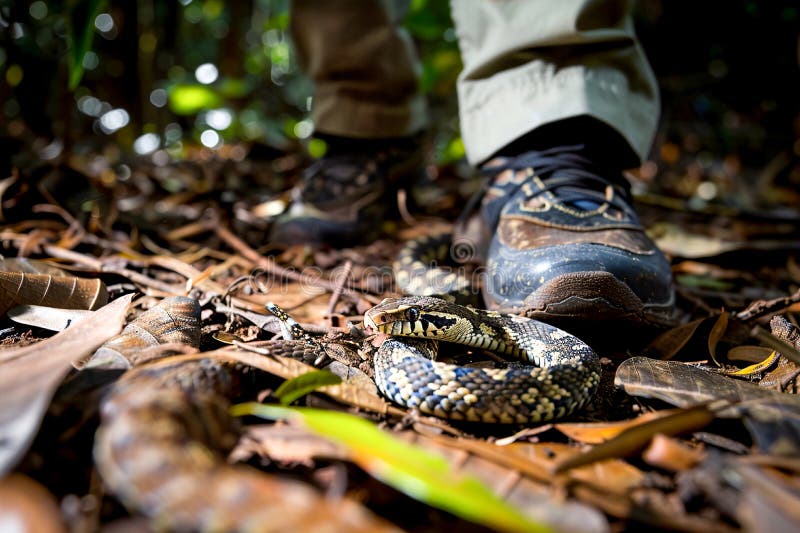 Detailed Image of a Snake Wrapped Around a Boot, Highlighting the ...