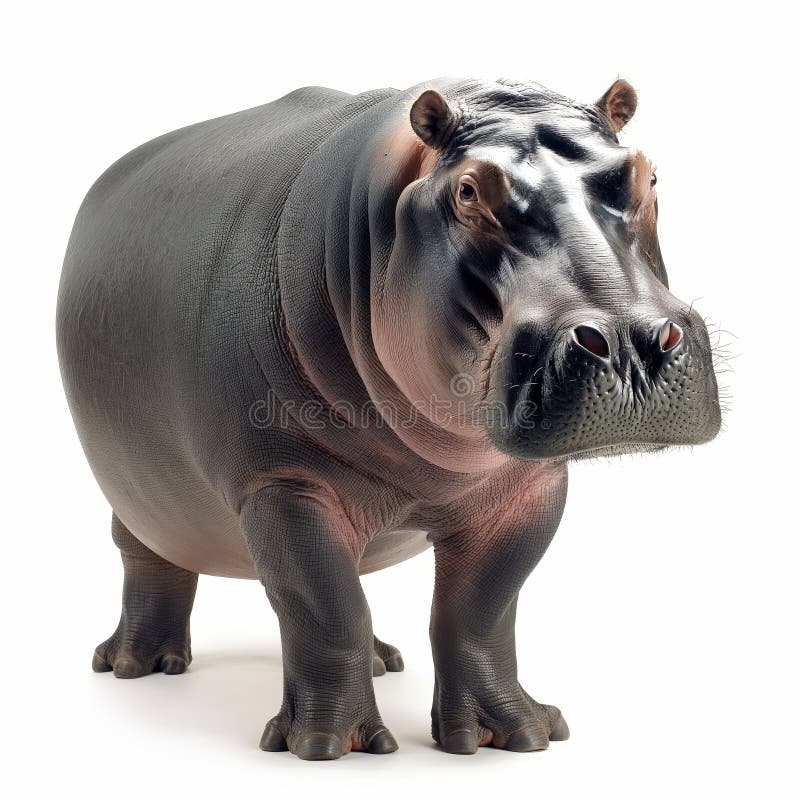 Majestic Hippopotamus Isolated on White Background Stock Photo - Image ...