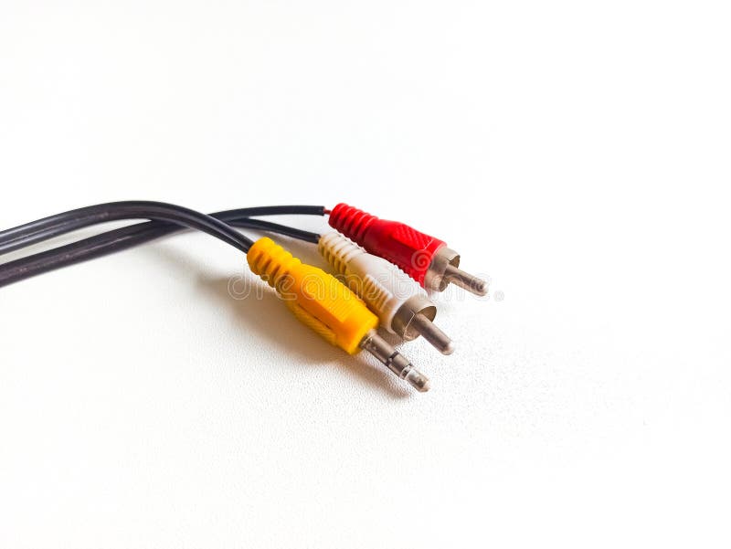 Tangled RCA Cables with Vibrant Connectors, Placed Neatly on a White ...