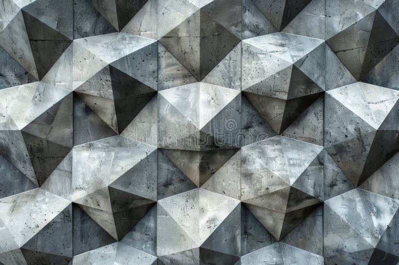 Detailed Image Of A Three Dimensional Geometric Wall Design With Interlocking Concrete Blocks
