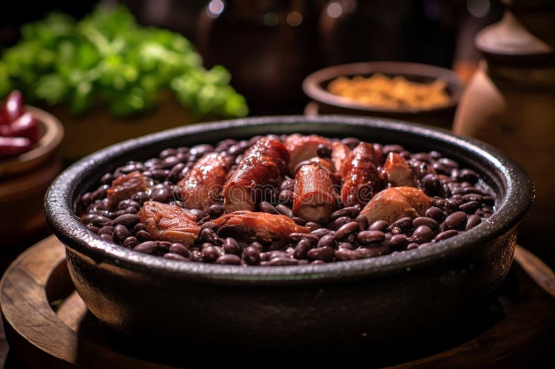Detailed Image of a Traditional Feijoada, a Rich Blend of Black Beans ...