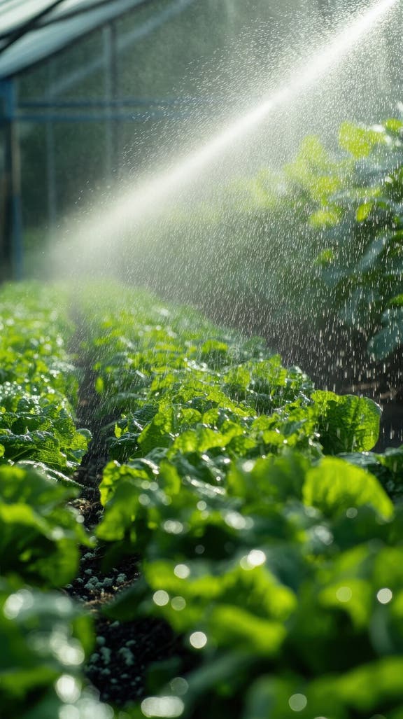 A Detailed Image of a Vegetable Patch Being Watered with Drip ...