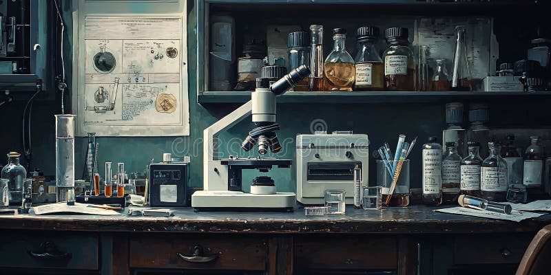 Vintage Lab Microscope Science Research Chemistry Equipment Still Life ...