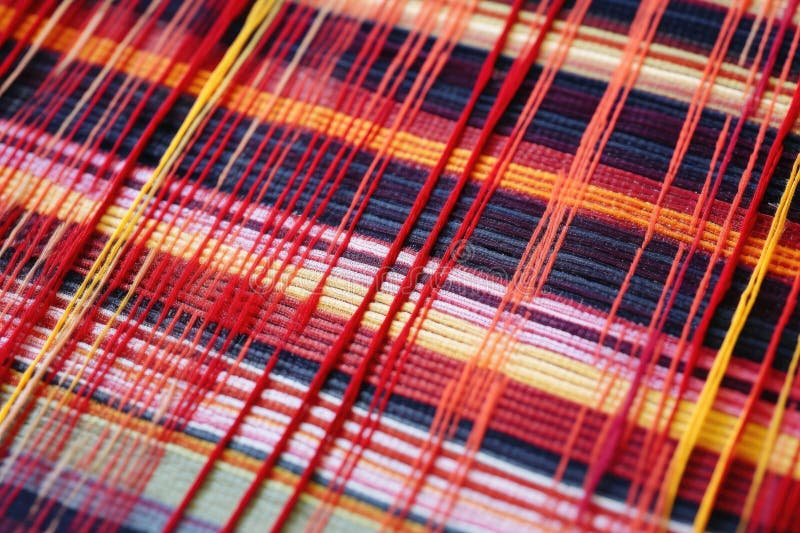 Detailed Image of Woven Fabric Patterns on a Loom Stock Photo - Image ...