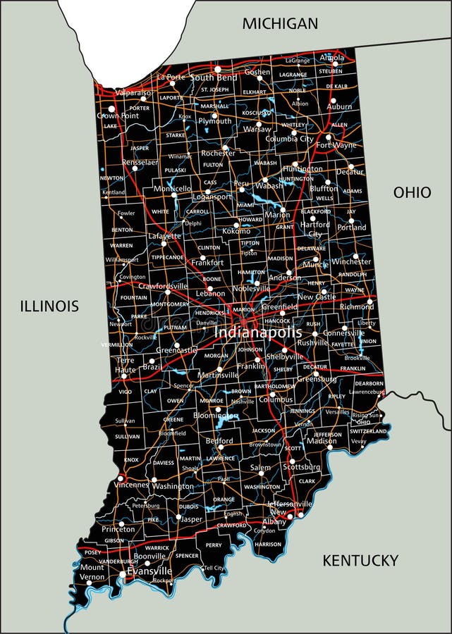 Interstate Indiana Map Stock Illustrations – 56 Interstate Indiana Map ...