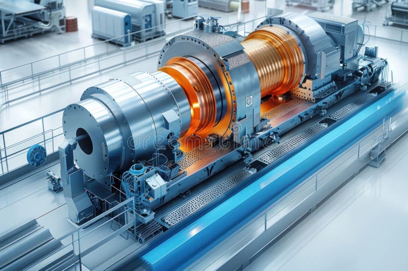 Large Industrial Machine with Complex Mechanical Components on White ...