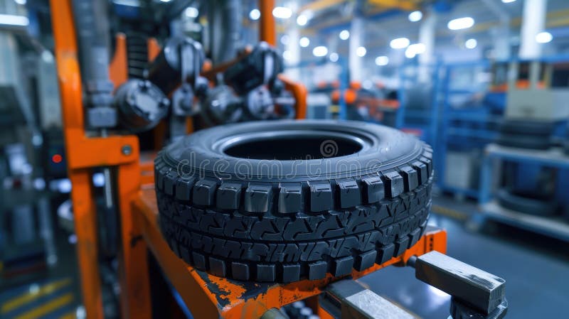 Detailed Industrial Tire Assembly with Advanced Machinery and Tools in ...