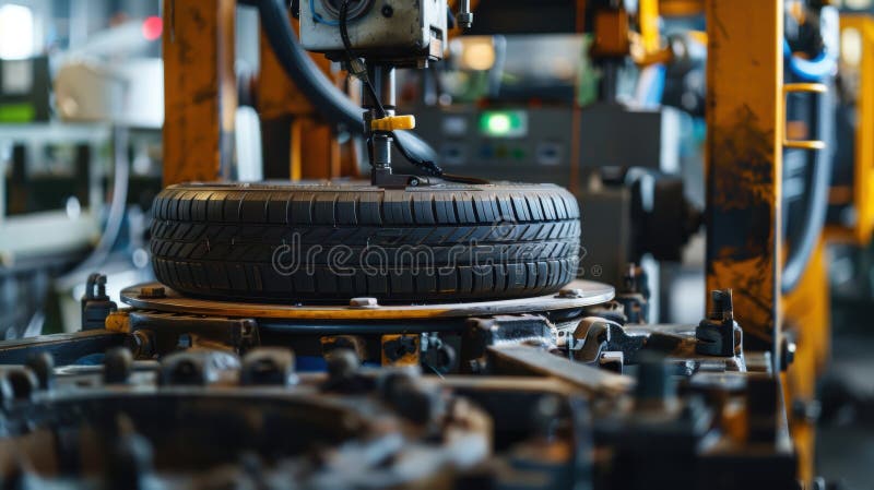 Detailed Industrial Tire Assembly with Advanced Machinery and Tools in ...