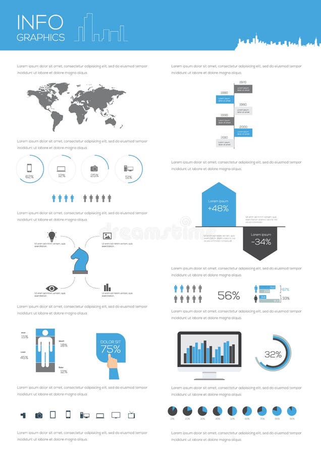 Detailed Infographic Collection, Vector Illustration. Stock Vector ...