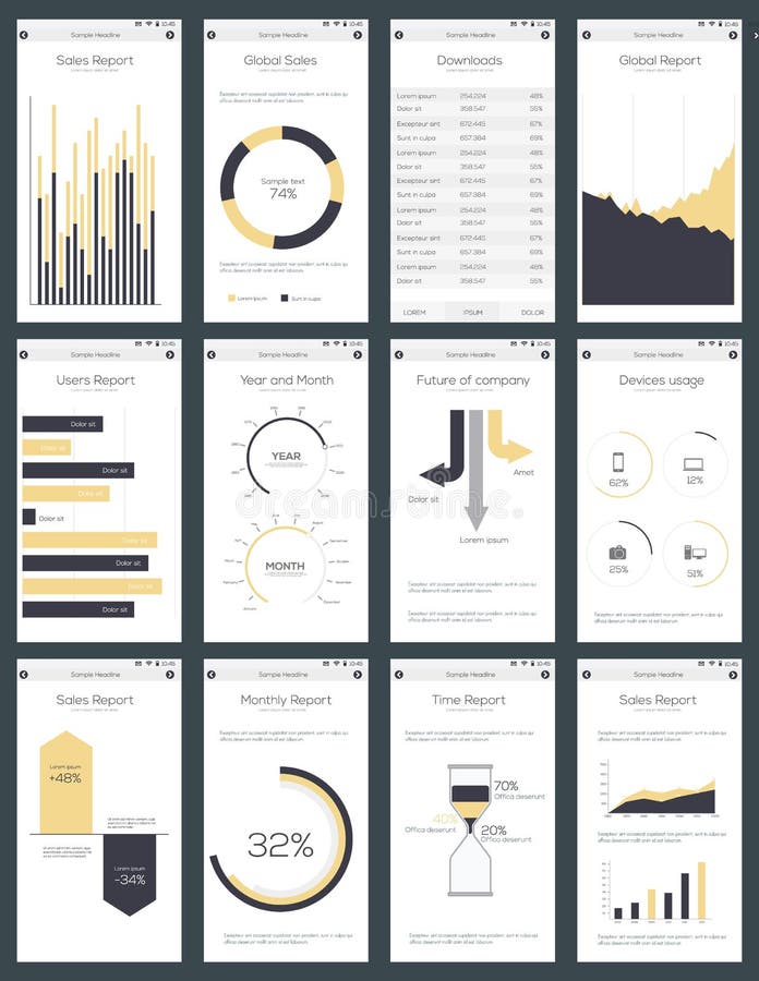 Detailed Infographic Collection, Vector Illustration. Stock Vector ...