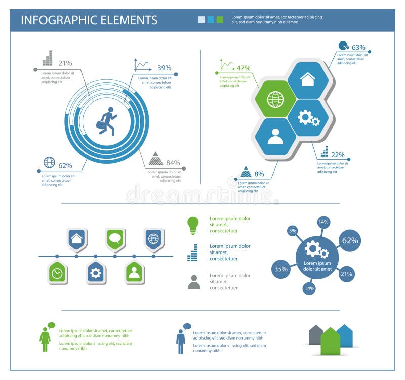 Detailed Infographic Elements Set with World Map Graphics and Ch Stock Vector - Illustration of ...