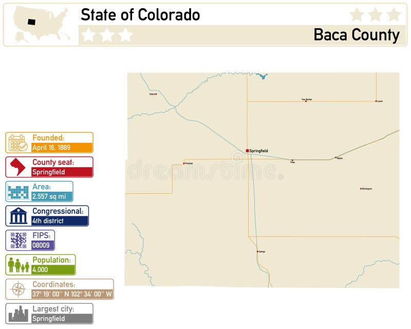 Map of Baca County in Colorado Stock Vector - Illustration of gray ...