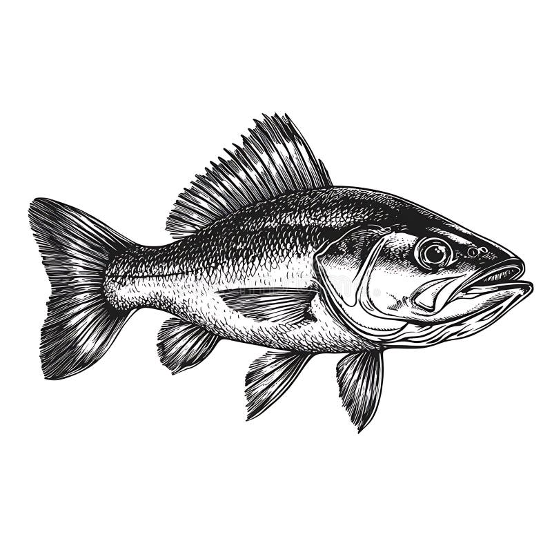 Detailed Ink Drawing of a Fish. (1 Stock Illustration - Illustration of ...
