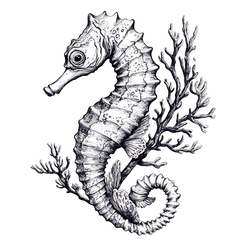 Seahorse Pencil Drawing