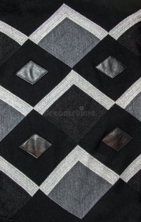 Detailed Inserts in Black Genuine Leather on a Knitted Woolen ...