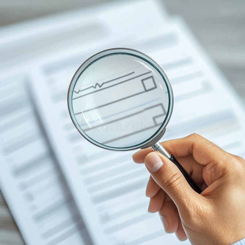 Detailed Inspection of a Document Stock Illustration - Illustration of ...