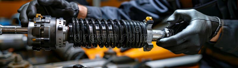 Detailed Installation of Car Shock Absorbers by Mechanic Stock ...