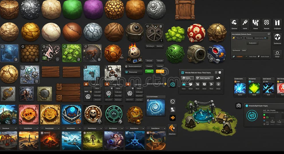 A Detailed Interface for a Game or App Design, Showcasing Various ...