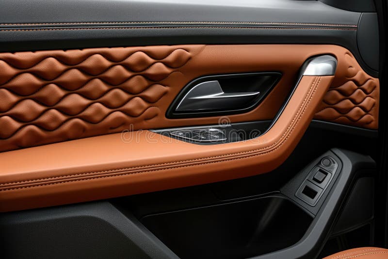 Luxury Car Interior Door Panel, Brown Leather Trim Stock Illustration ...