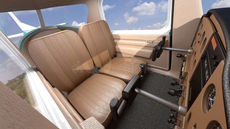 Detailed Interior of Light Aircraft Cockpit Design Stock Illustration ...
