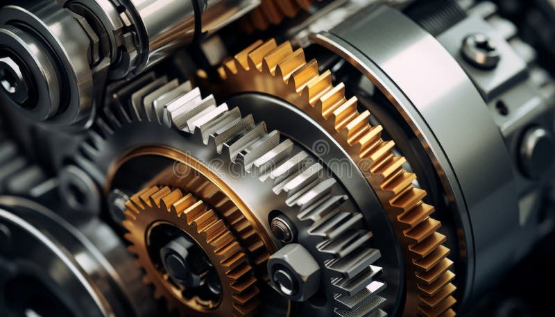 Detailed Internal Structure of a Gearbox Featuring Gears and Plates in ...