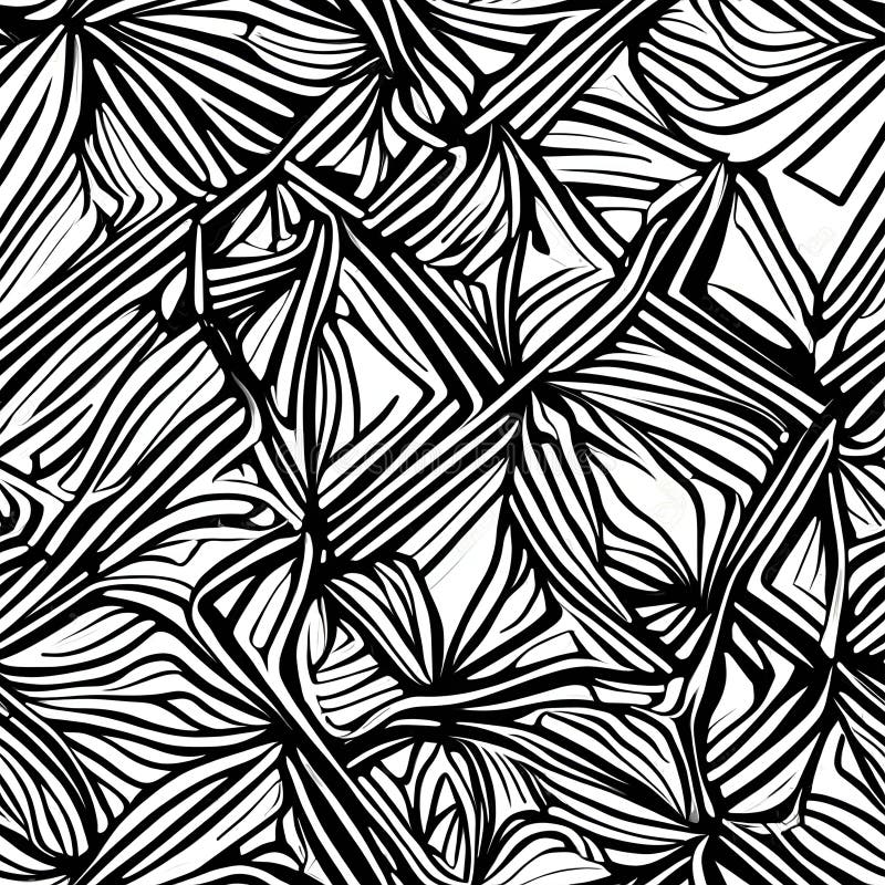 Abstract Black and White Seamless Pattern Design. Generative AI. Stock ...