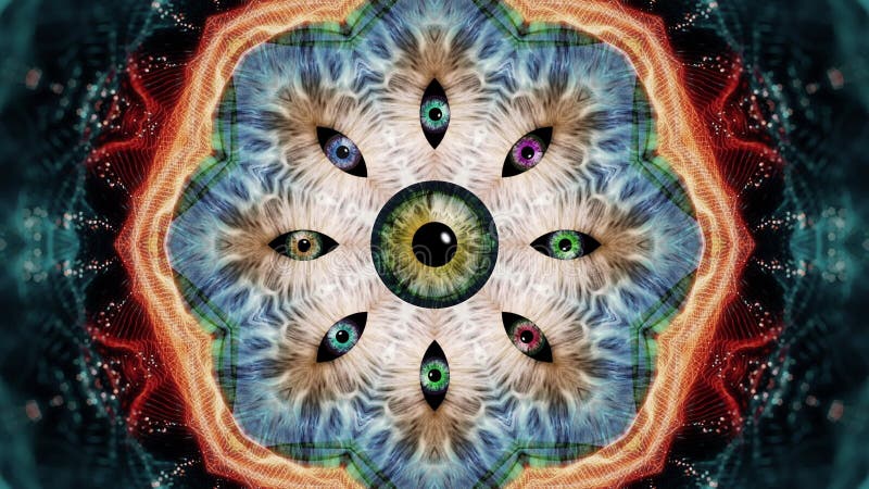 Close-up of a Human Iris with Psychedelic Multicolored Patterns Stock ...