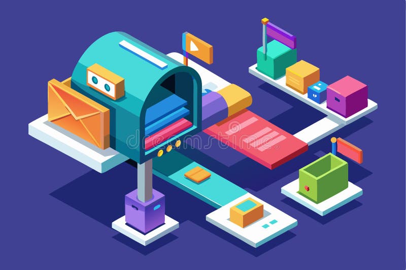 A Detailed Isometric Design Showcases a Mail System with Customizable ...