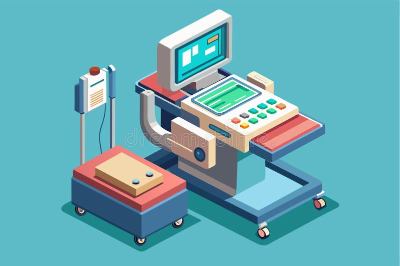 A Detailed Isometric Design of a Sonography Machine, Showcasing Its ...