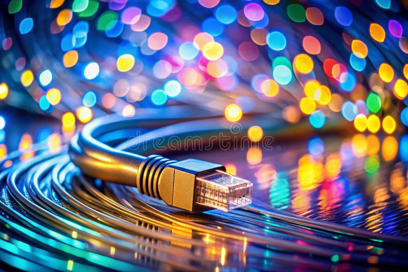 Detailed Isometric Illustration of a Data Cable with a Soft Bokeh ...