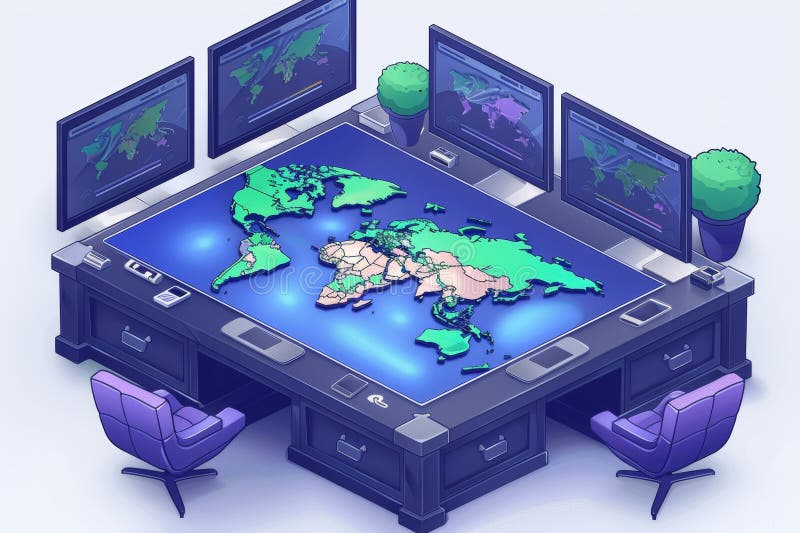 Global Network Security Operations Center Isometric Illustration Stock ...