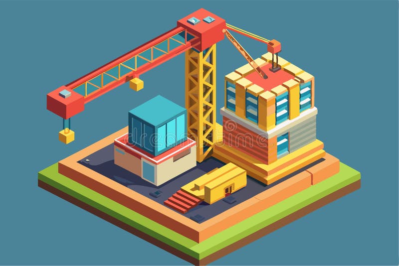 A Detailed Isometric Illustration Showcasing a Construction Site ...