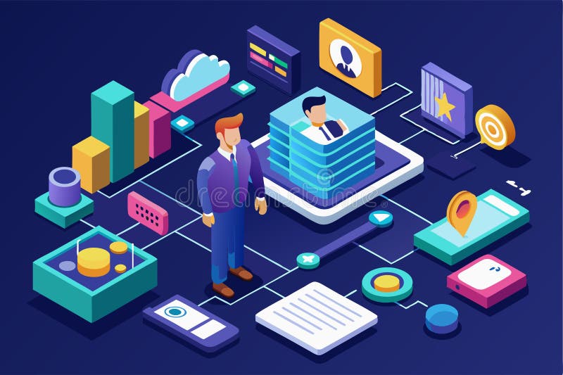 A Detailed Isometric Illustration Showcasing a Personal Dashboard ...