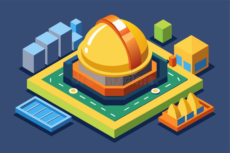 A Detailed Isometric Illustration Shows a Customizable Construction Hat ...