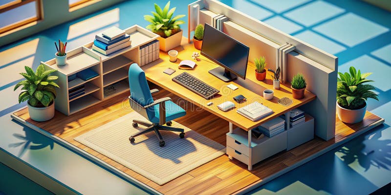 Detailed Isometric Office Layout Modern Workspace Design 3D Rendered ...